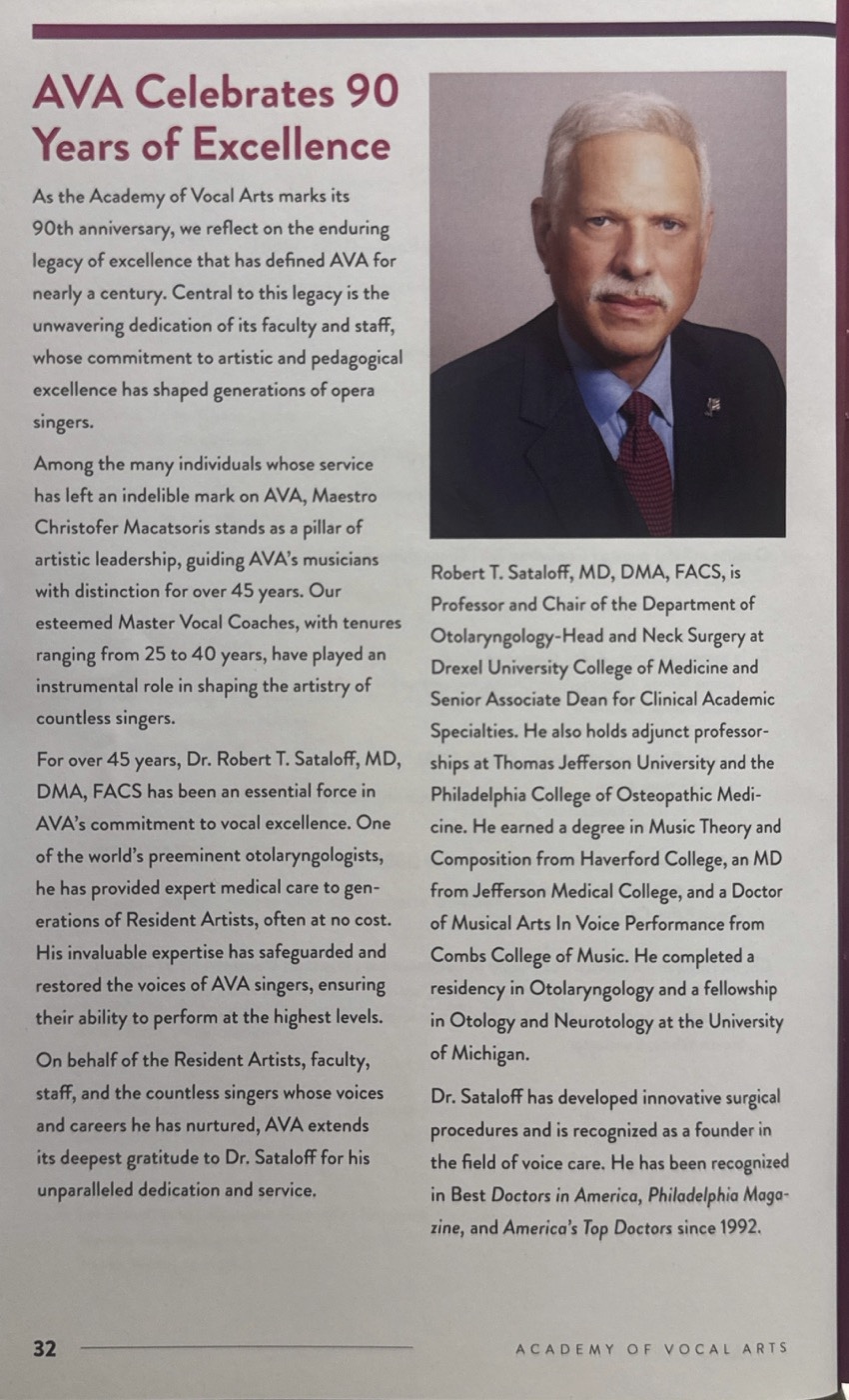Sataloff AVA Honors - THE VOICE FOUNDATION